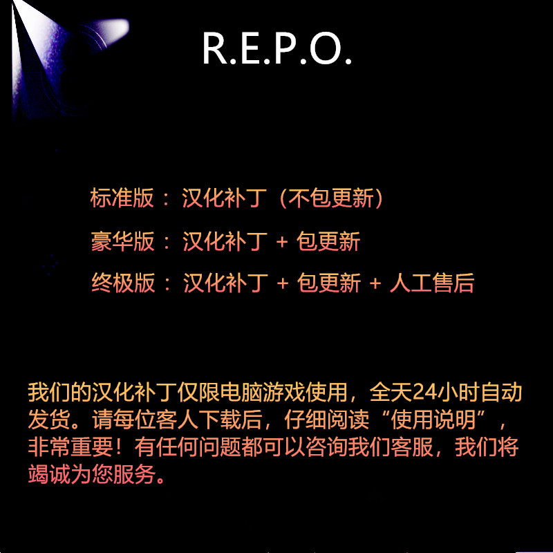 R.E.P.O./REPO 正版中文汉化补丁怎么用？Steam PC单机玩家必看！_steam游戏_淘宝游戏网